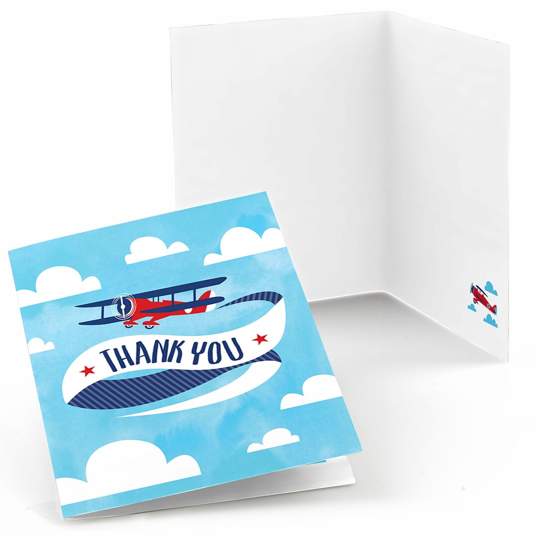 Taking Flight - Airplane Thank You Cards - Vintage Plane - Baby Shower ...