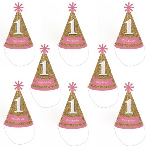Fun to Be One -1st Birthday Girl Party - Cone Happy Birthday Party Hats ...