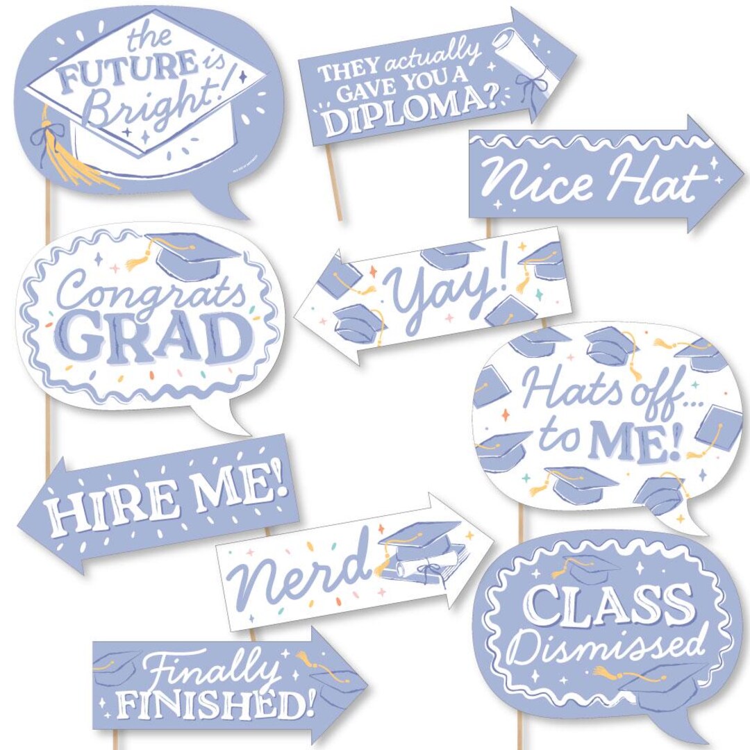 Funny Light Purple Graduation Photo Booth Props Kit, Lavender-themed ...