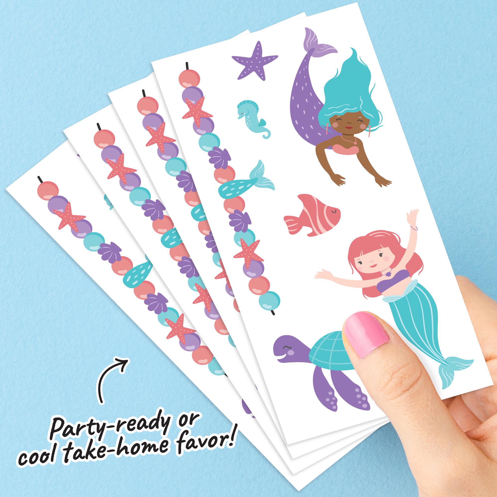 Mermaid Temporary Tattoos for Kids' Party Favors, Mermaid Party ...