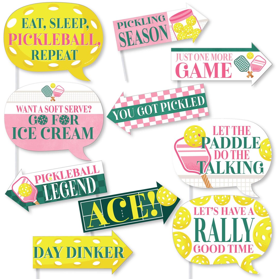 Funny Pink Pickleball Photo Booth Props Kit, Country Club Centerpiece ...