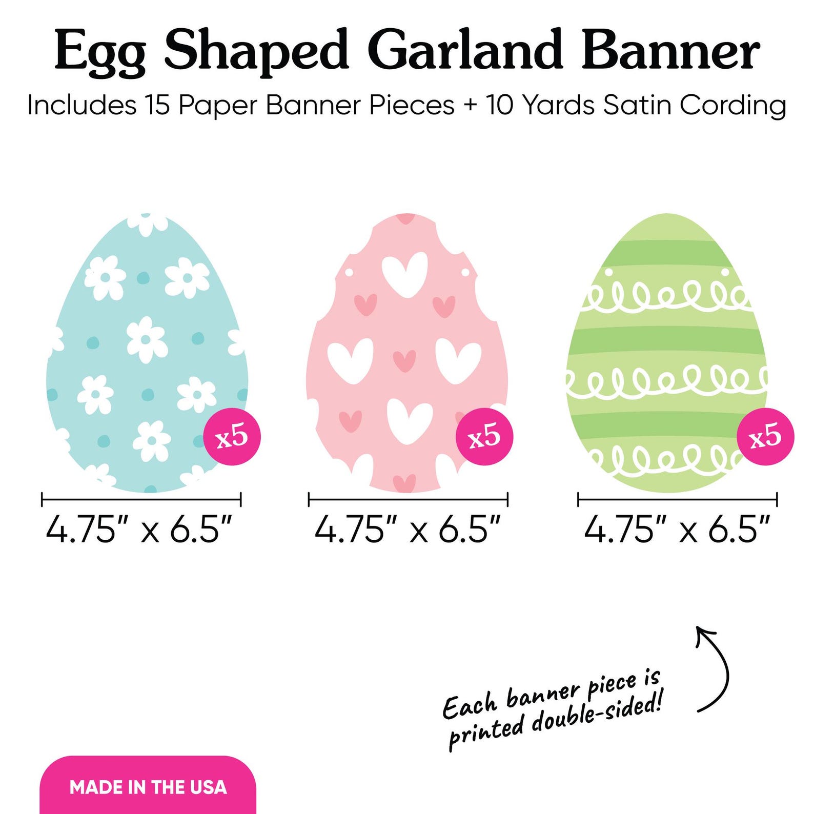 Easter Egg Garland Banner, Colorful Spring Hanging Decorations, Happy ...