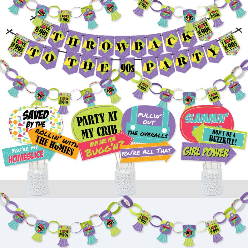 90s Throwback Banner and Photo Booth Decorations 1990s - Etsy