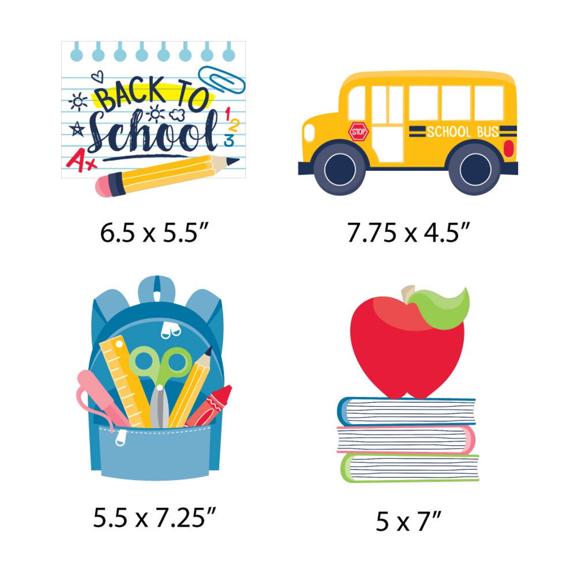 Back to School Backpack School Bus Apple and Books - Etsy