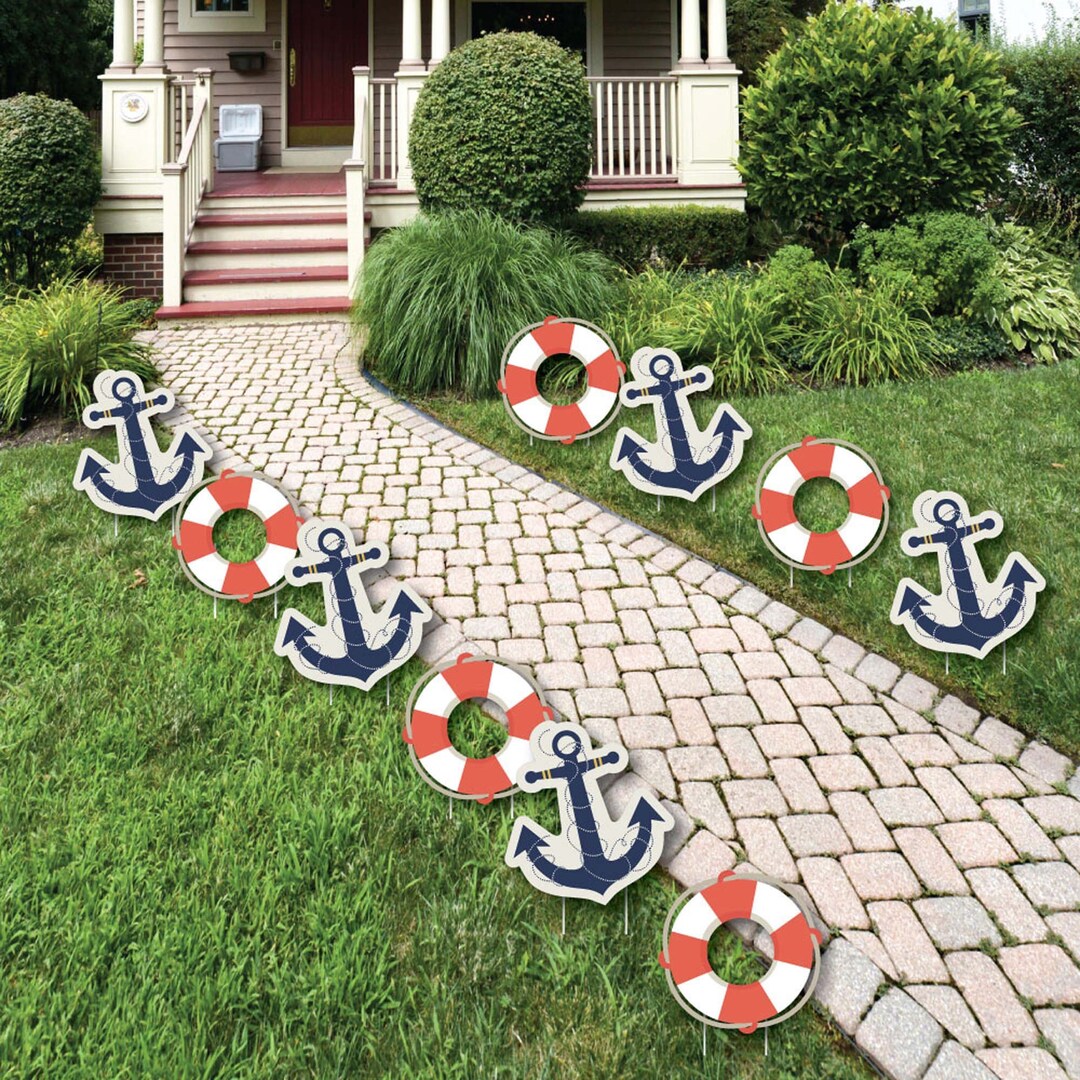 Ahoy - Nautical - Lawn Decorations - Outdoor Baby Shower or Birthday ...