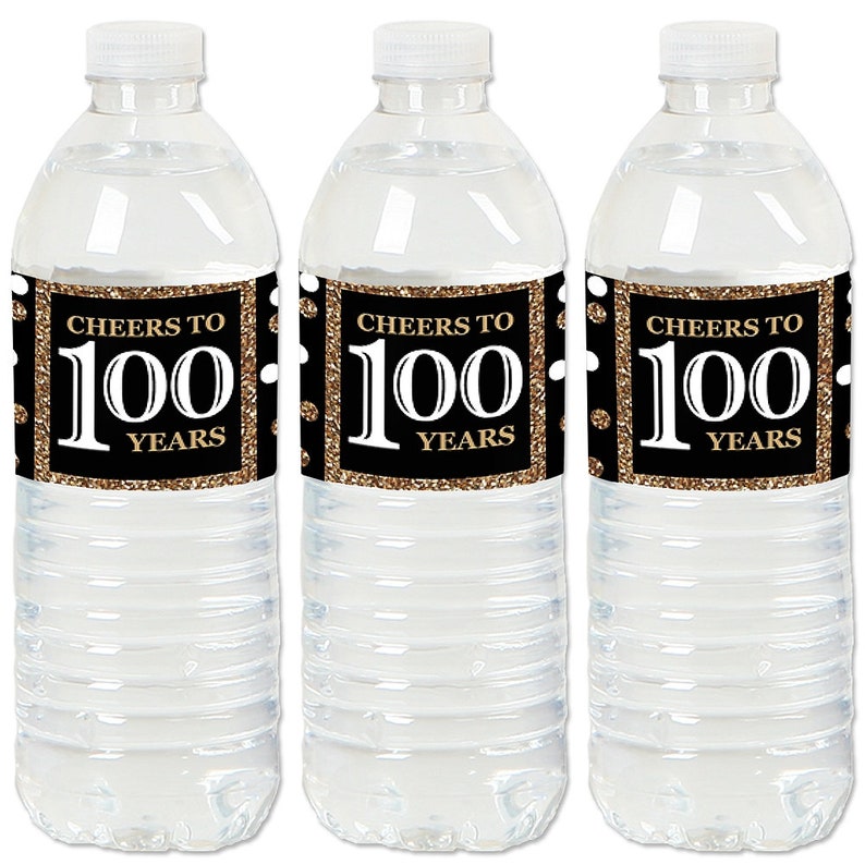 100th Birthday Party Water Bottle Sticker Labels - Etsy