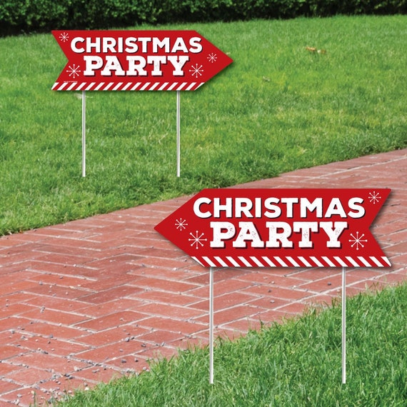 Christmas Party Holiday Party Sign Arrow Double Sided | Etsy