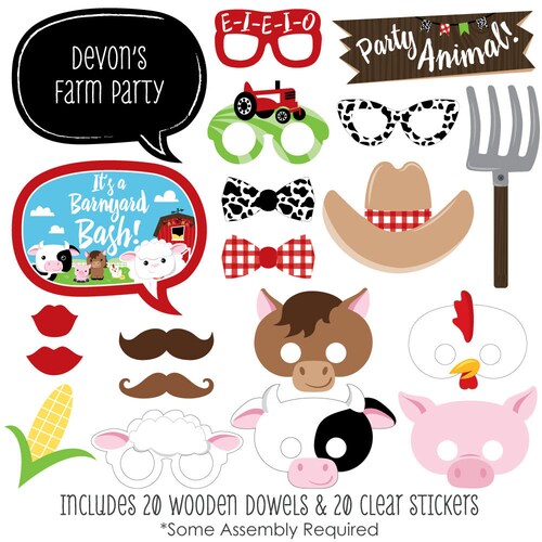Farm Cupcake Toppers Farm Animals Birthday Party 2x2 | Etsy