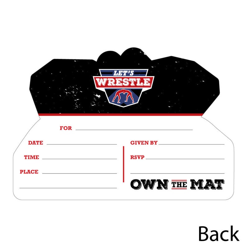 Own the Mat - Wrestling - Shaped Fill-in Birthday Invitations ...