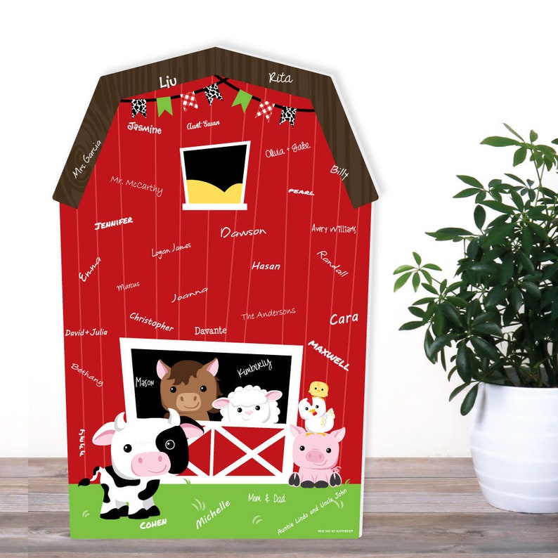 Farm Animals Barn Guest Book Sign Barnyard Baby Shower or | Etsy