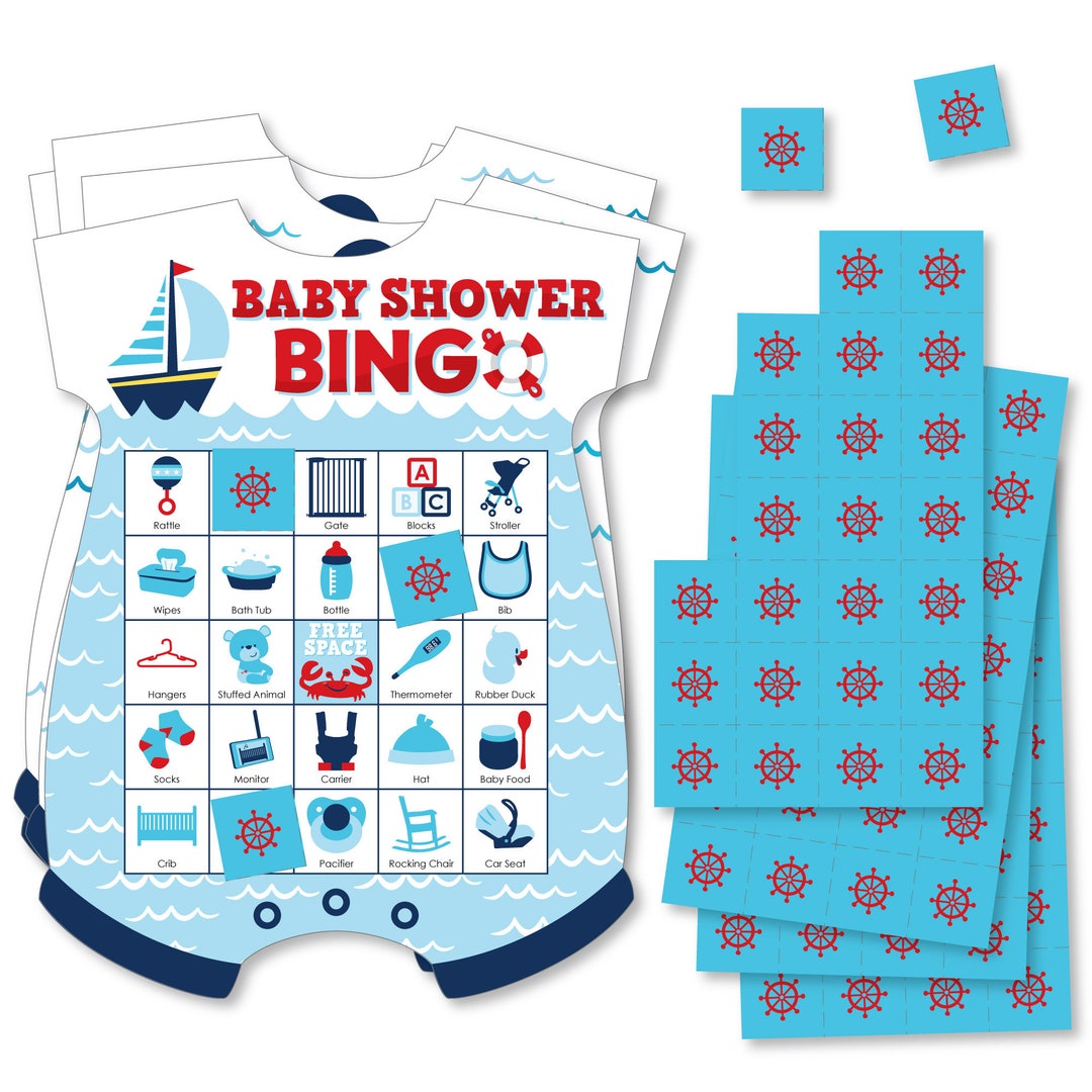 Ahoy It’s a Boy - Picture Bingo Cards and Markers - Nautical Baby ...