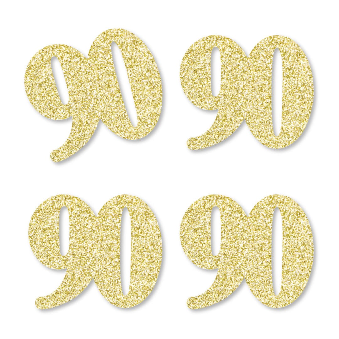 Gold Glitter 90 - No-mess Real Gold Glitter Cut-out Numbers - 90th ...