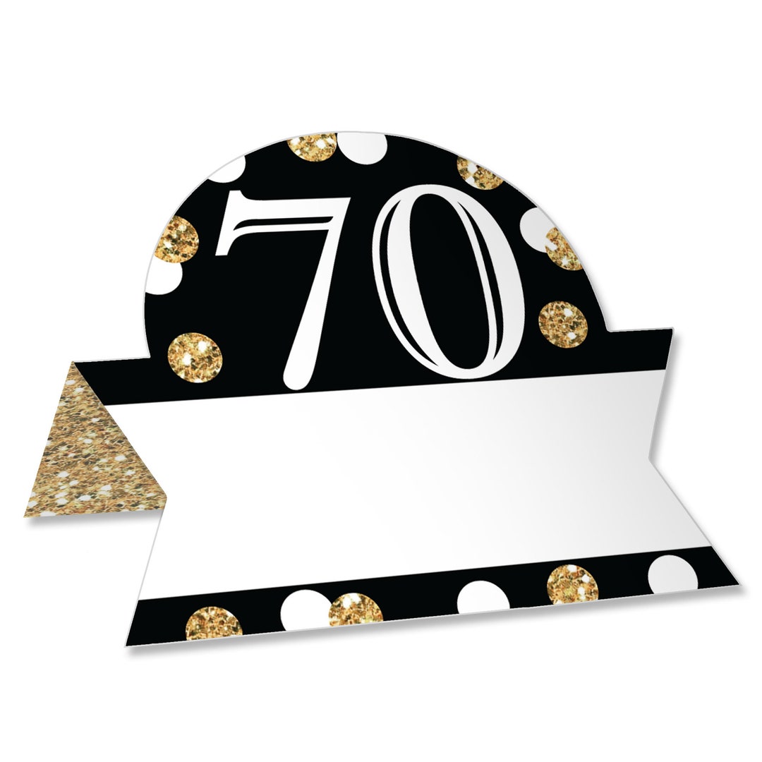 Adult 70th Birthday - Gold - Birthday Party Tent Buffet Card - Table ...