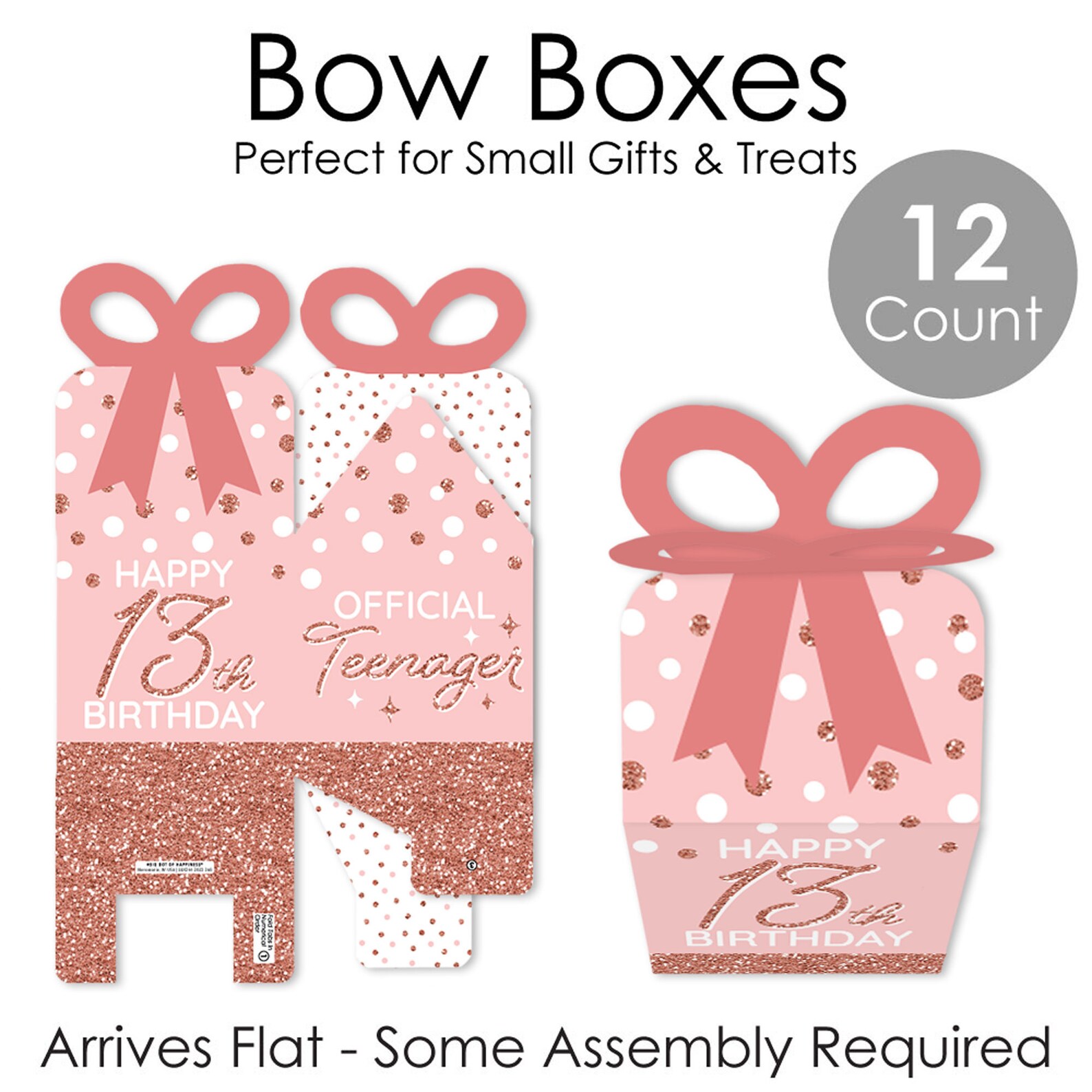 13th Pink Rose Gold Birthday Square Favor Gift Boxes Happy - Etsy
