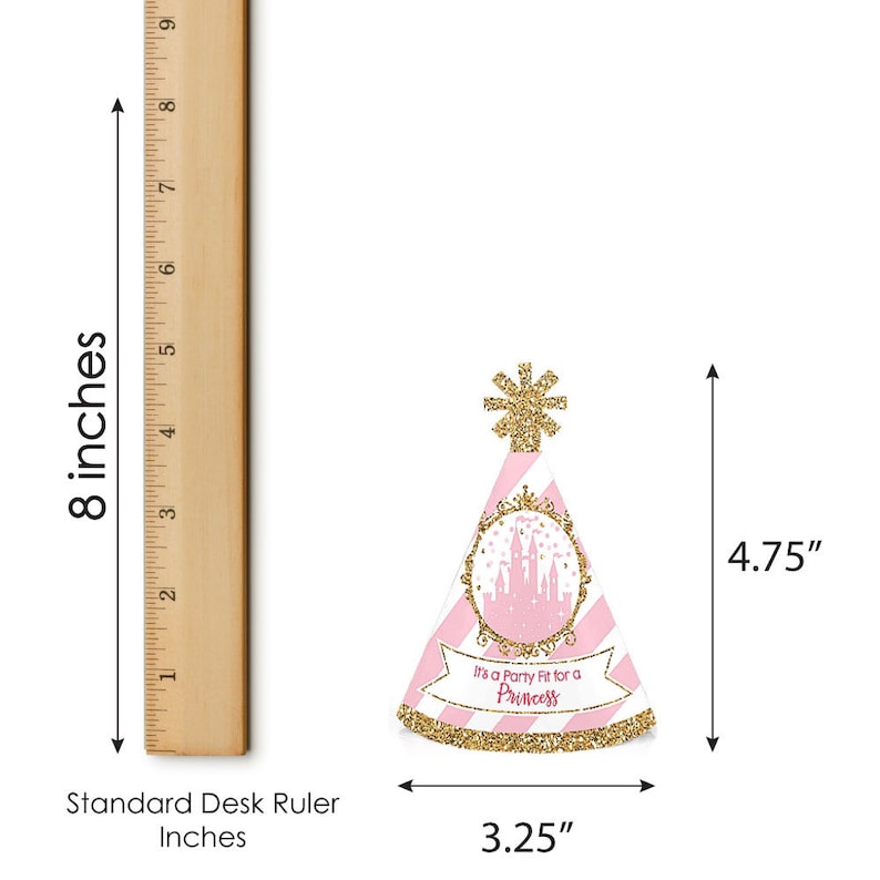 Little Princess Crown - Mini Cone Pink and Gold Princess Baby Shower or ...