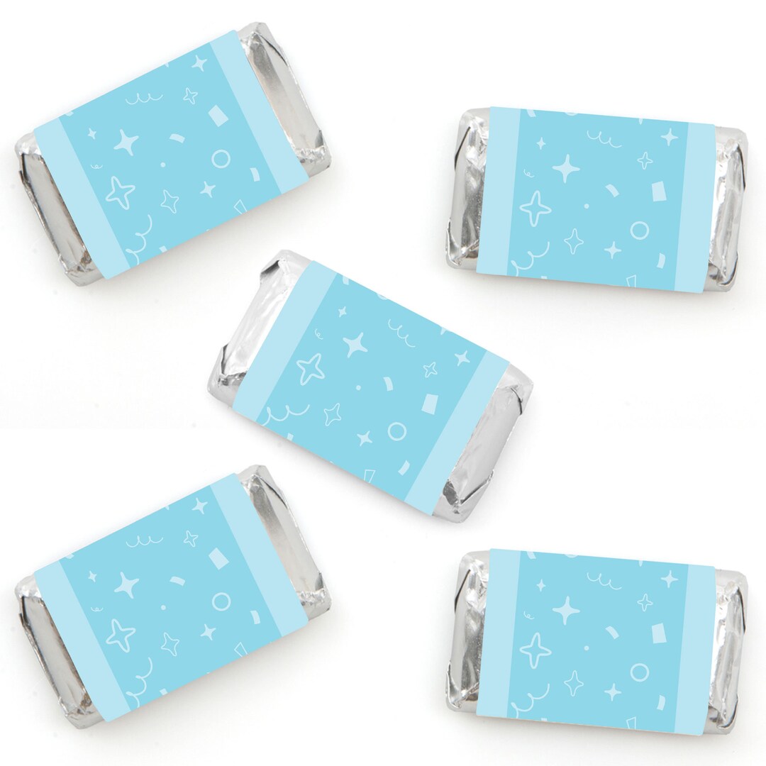 Blue Confetti Stars Mini Candy Bar Wrapper Stickers Simple - Etsy