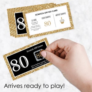 80th Birthday Party Scratch off Game - Adult 80th Birthday - Gold ...
