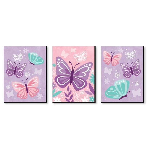 Beautiful Butterfly - Floral Nursery Wall Art and Kids Room Decor - 7.5 ...