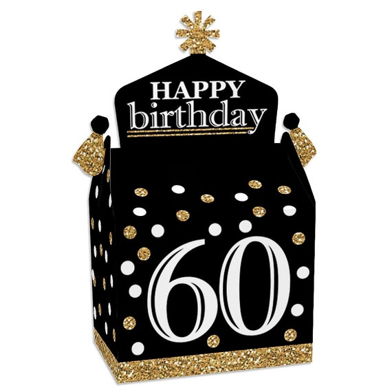 Adult 60th Birthday - Gold - Treat Box Party Favors - Birthday Party ...