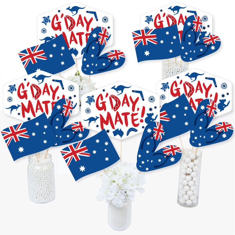Australia Day - G’day Mate Aussie Party Centerpiece Sticks - Table ...