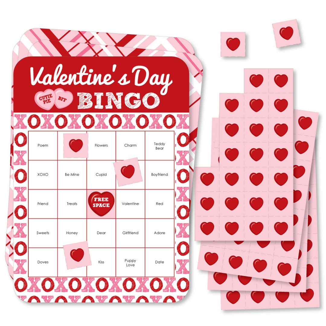 Conversation Hearts - Bingo Cards and Markers - Valentine’s Day Party ...