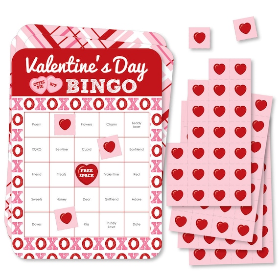 Conversation Hearts - Bingo Cards and Markers - Valentine’s Day Party ...