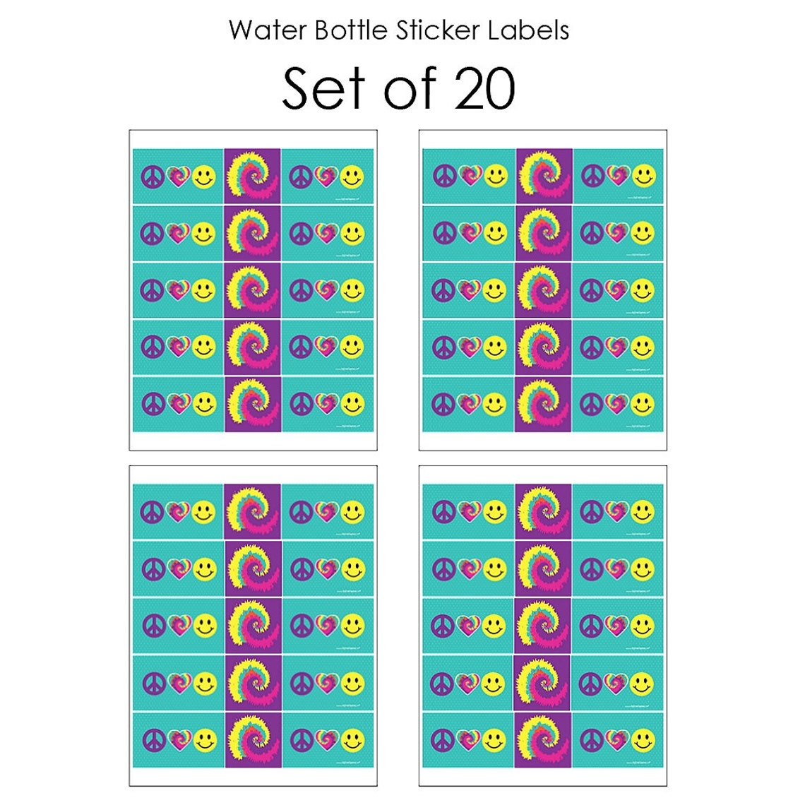 60's Hippie Water Bottle Sticker Labels Waterproof - Etsy