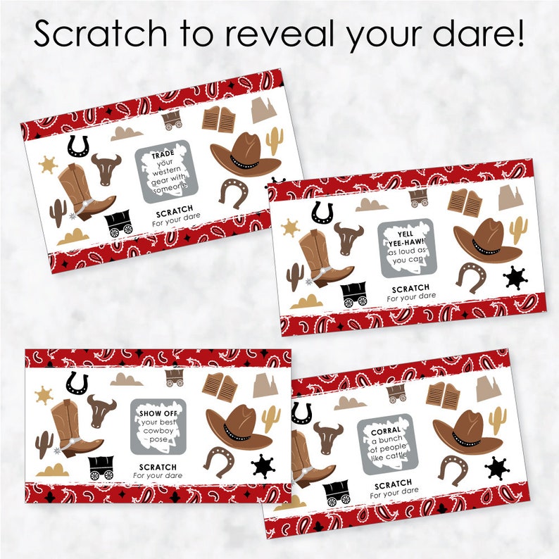 Western Hoedown Wild West Cowboy Party Game Scratch off Dare - Etsy