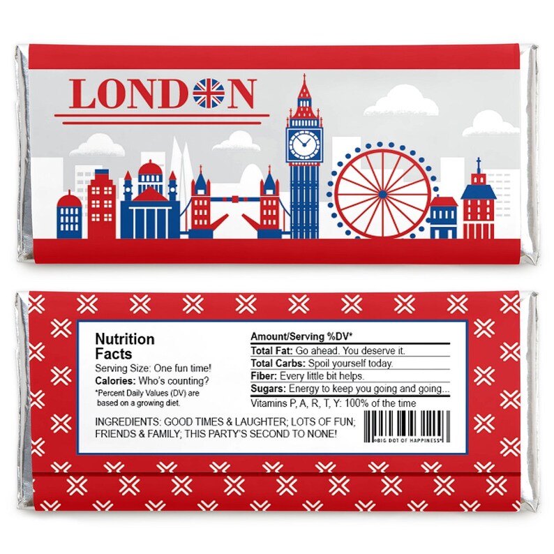 Cheerio London Candy Bar Wrapper British UK Party Favors - Etsy
