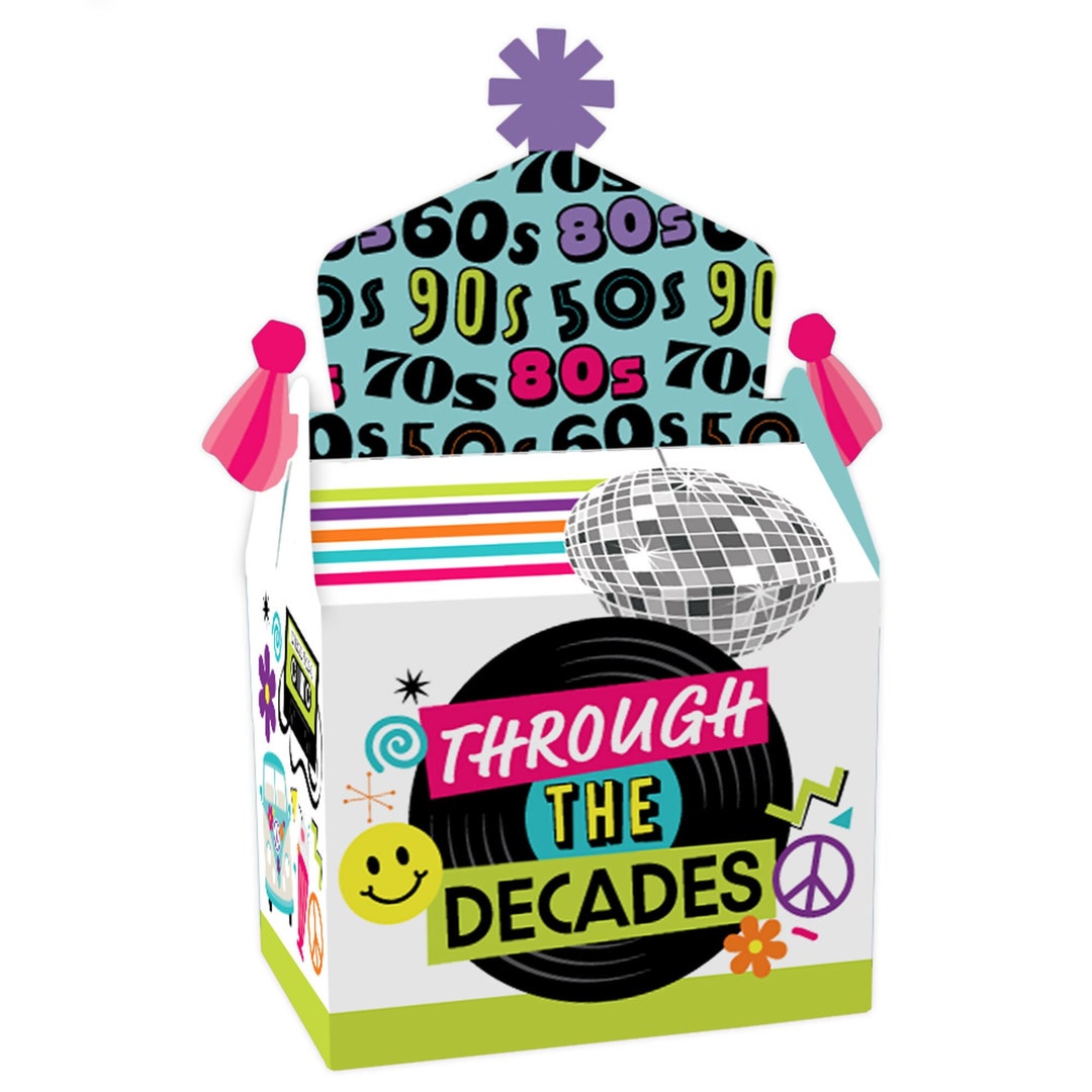 Through the Decades - Treat Box Party Favors - 50s, 60s, 70s, 80s, and ...