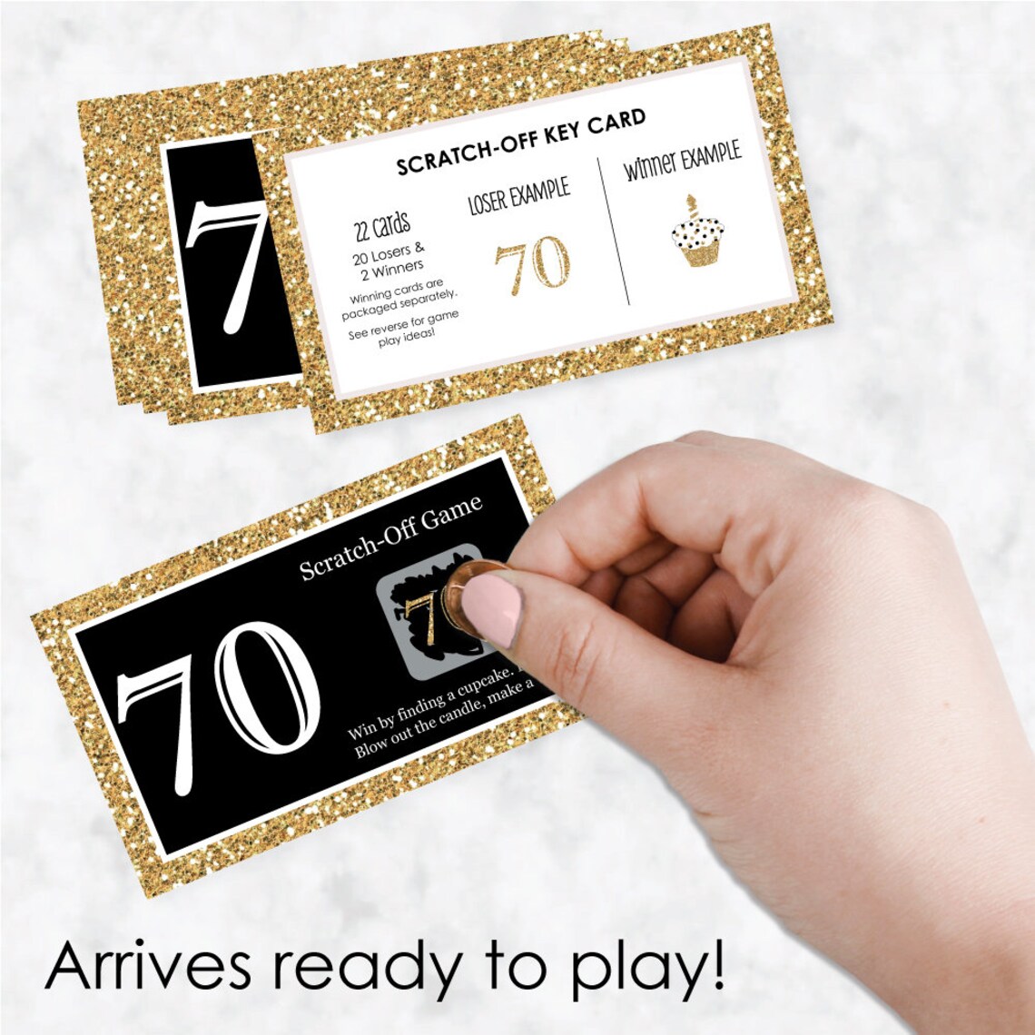 70th Birthday Party Scratch off Game - Adult 70th Birthday - Gold ...