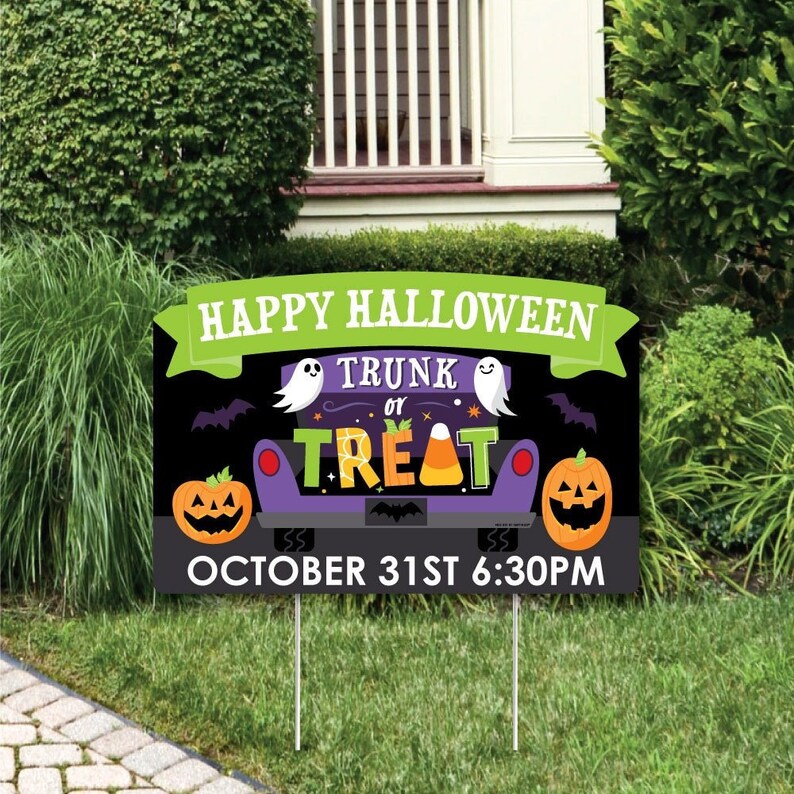 Trunk or Treat Halloween Car Parade Party Yard Sign Lawn - Etsy