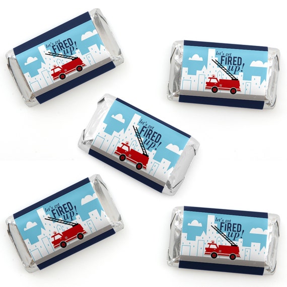 Fired Up Fire Truck - Mini Candy Bar Wrappers - Firefighter Firetruck ...
