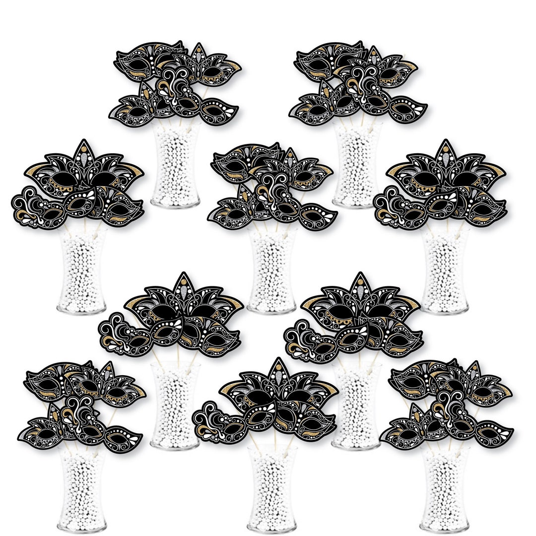 Masquerade - Venetian Mask Party Centerpiece Sticks - Showstopper Table ...