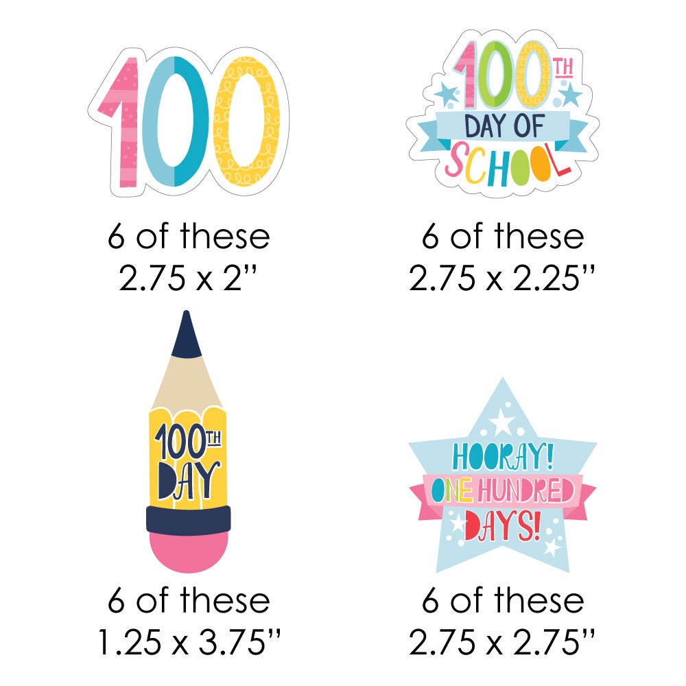 Happy 100th Day of School Diy Shaped 100 Days Party Cut-Outs | Etsy