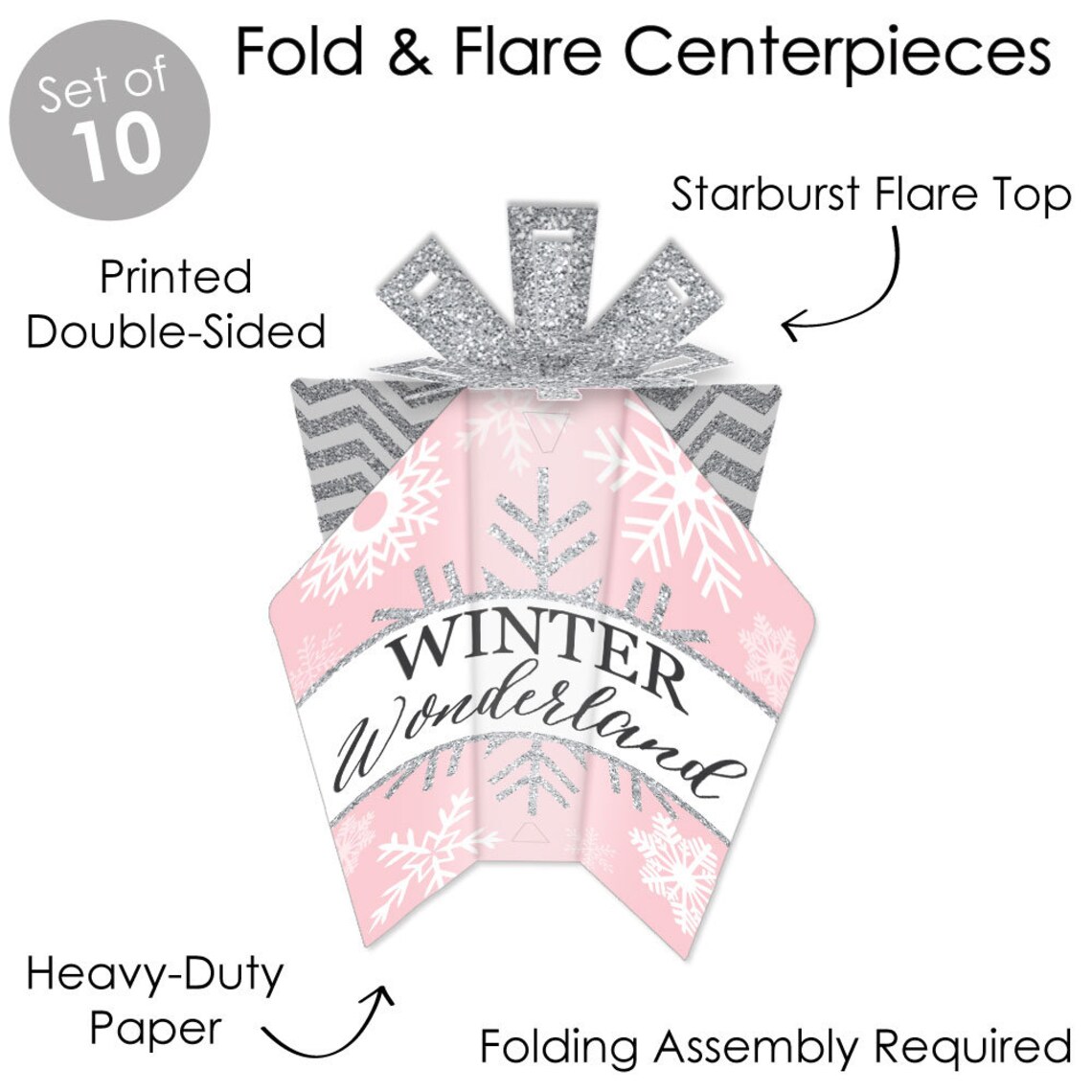 Pink Winter Wonderland Table Decorations Holiday Snowflake - Etsy