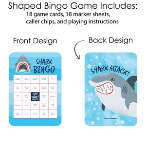 Shark Zone - Bingo Cards and Markers - Jawsome Shark Party Bingo Game ...