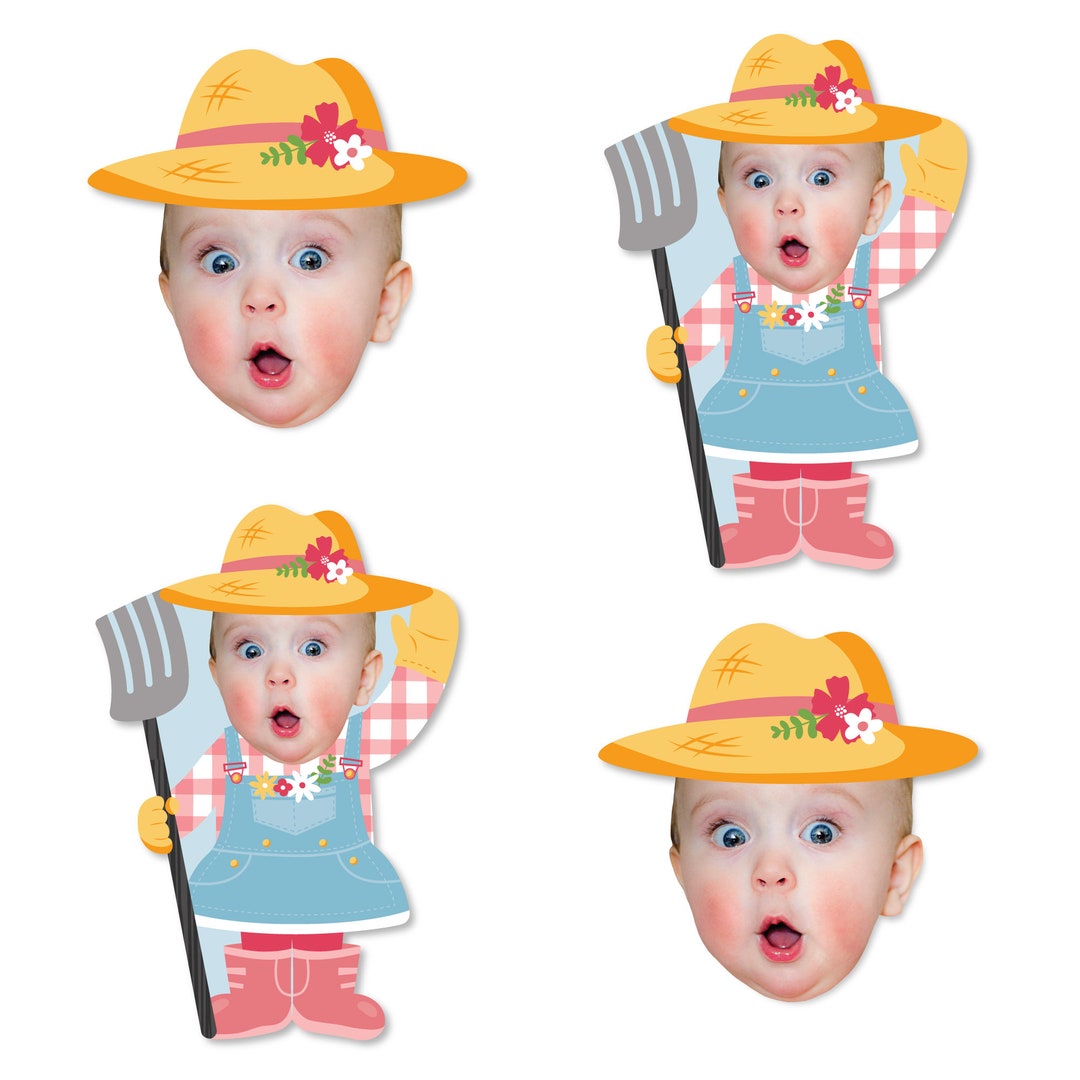 Custom Photo Girl Farm Animals - DIY Shaped Fun Face Cut-outs - 24 ...