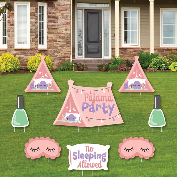 Pajama Slumber Party - Yard Sign and Outdoor Lawn Decorations - Girls ...