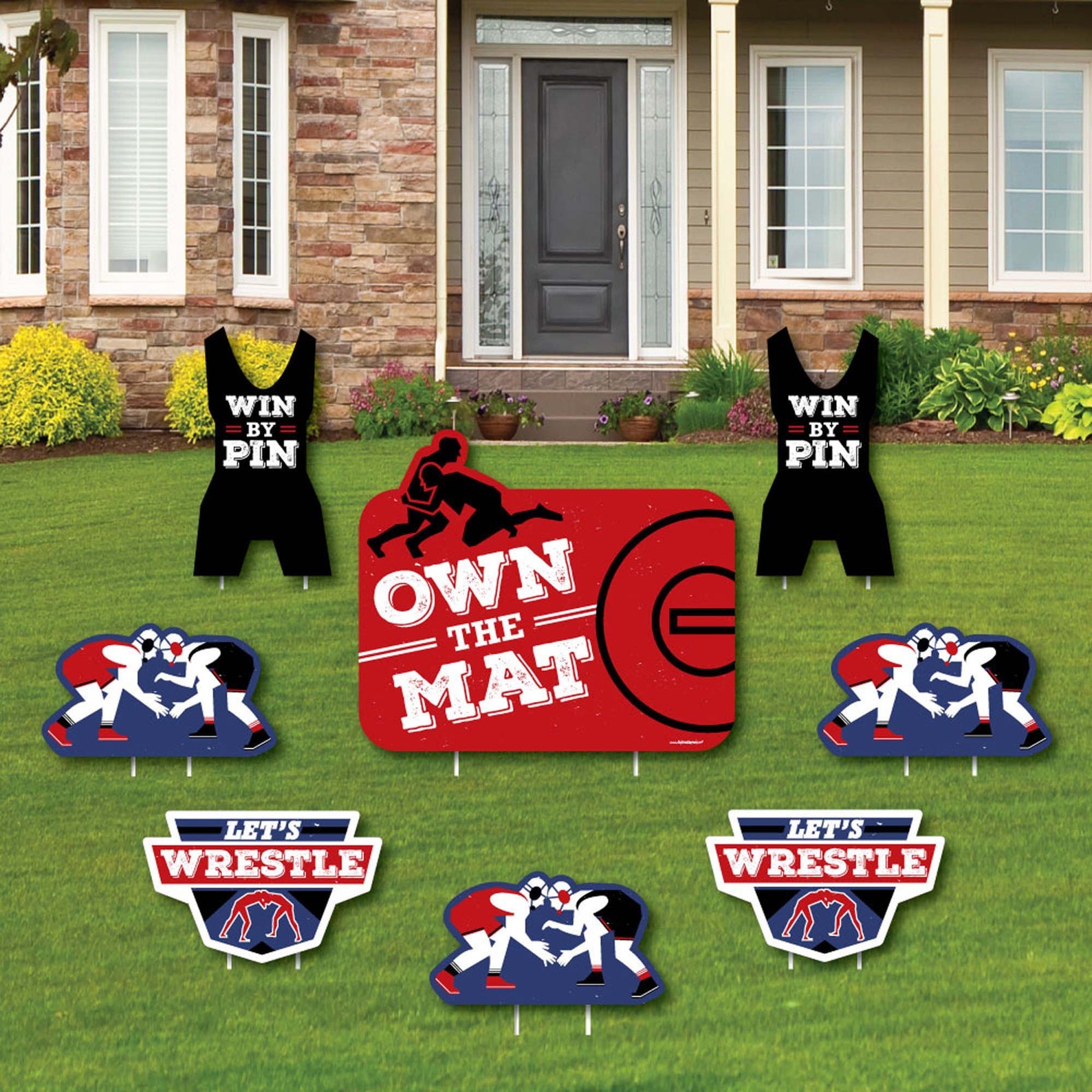 Own the Mat Wrestling Yard Sign and Outdoor Lawn | Etsy
