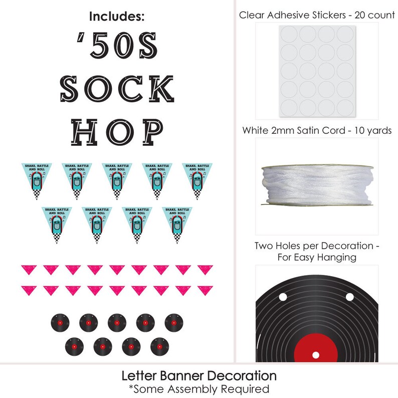 50's Sock Hop Letter Banner Decoration 1950's Rock | Etsy