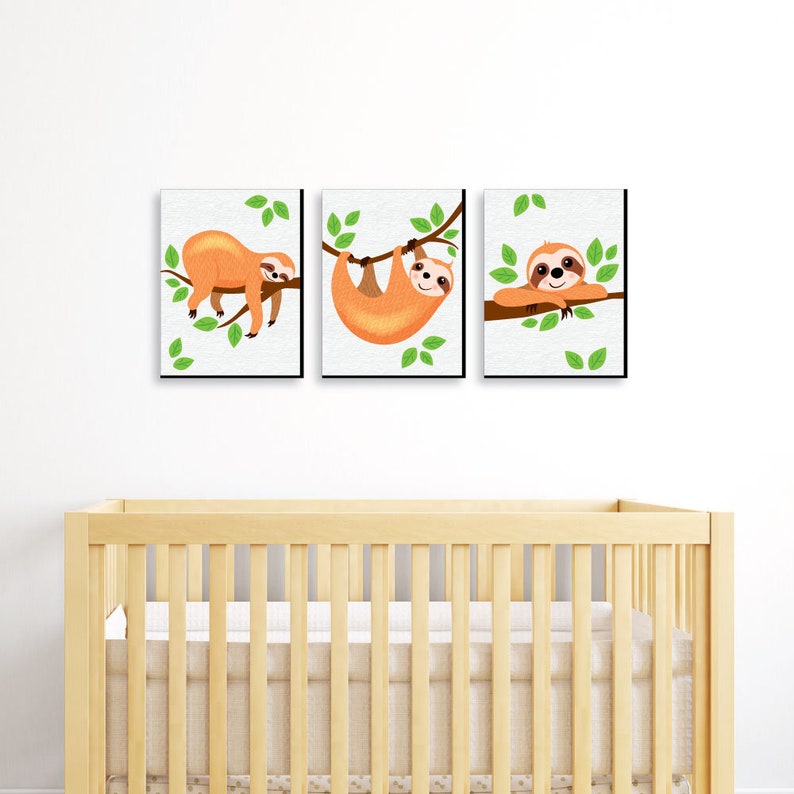 Let's Hang - Sloth - Kids Room, Nursery & Home Décor - 7.5” X 10” Kids ...