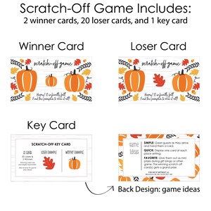 Fall Pumpkin - Halloween or Thanksgiving Party Game Scratch off Cards ...