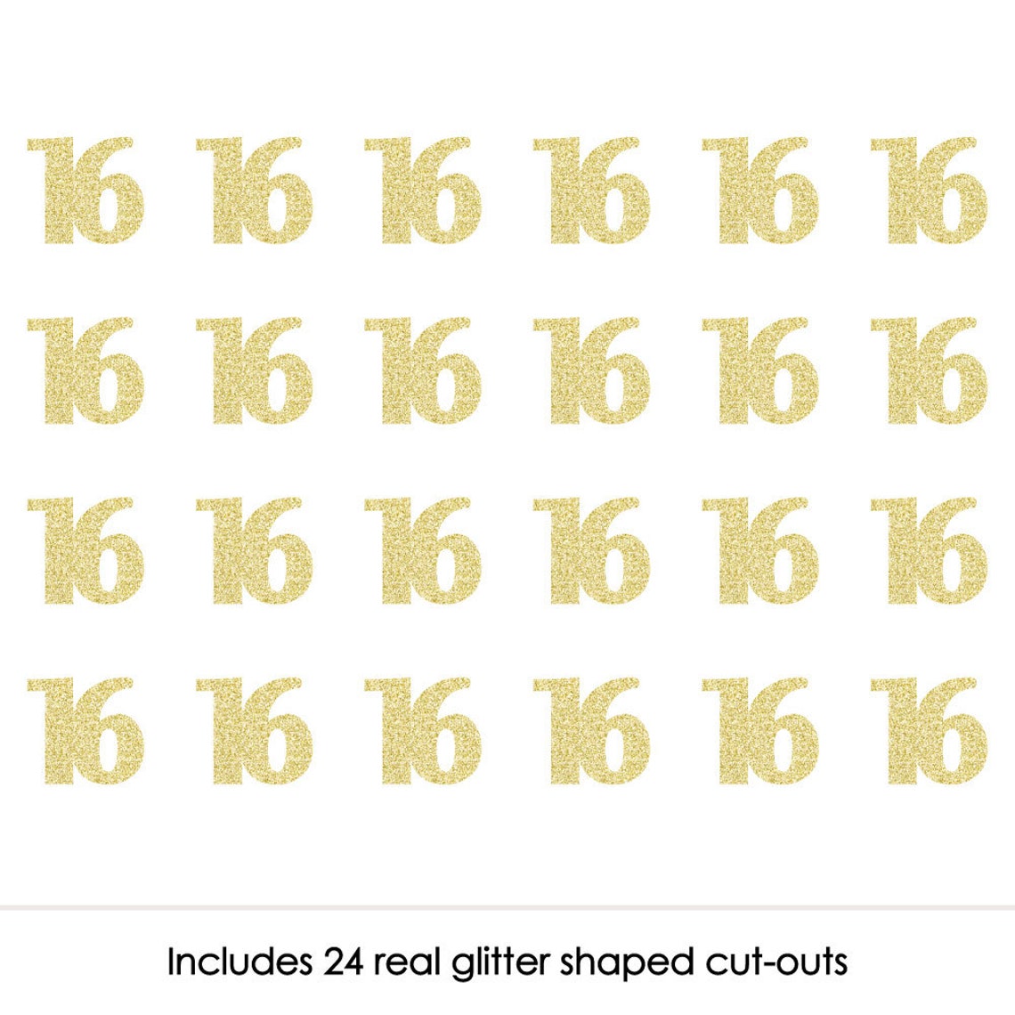 Gold Glitter 16 - No-mess Real Gold Glitter Cut-out Numbers - 16th ...