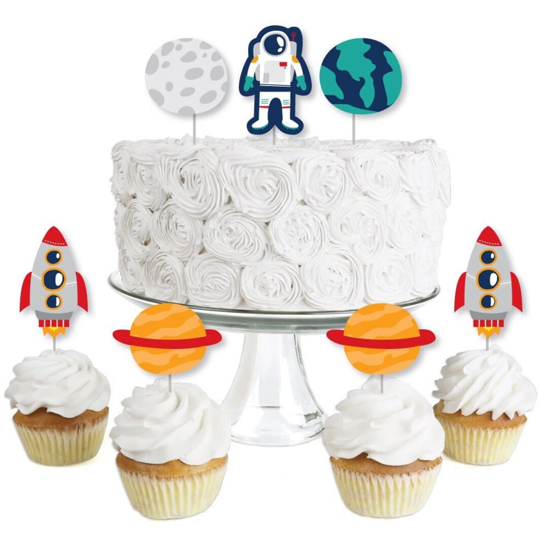 Blast off to Outer Space - Dessert Cupcake Toppers - Rocket Ship Baby ...