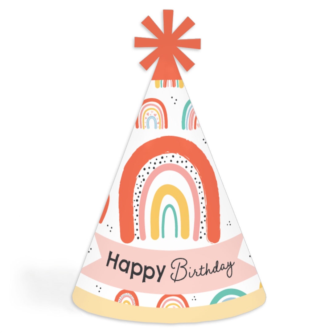 Hello Rainbow - Cone Happy Birthday Party Hats for Kids and Adults ...