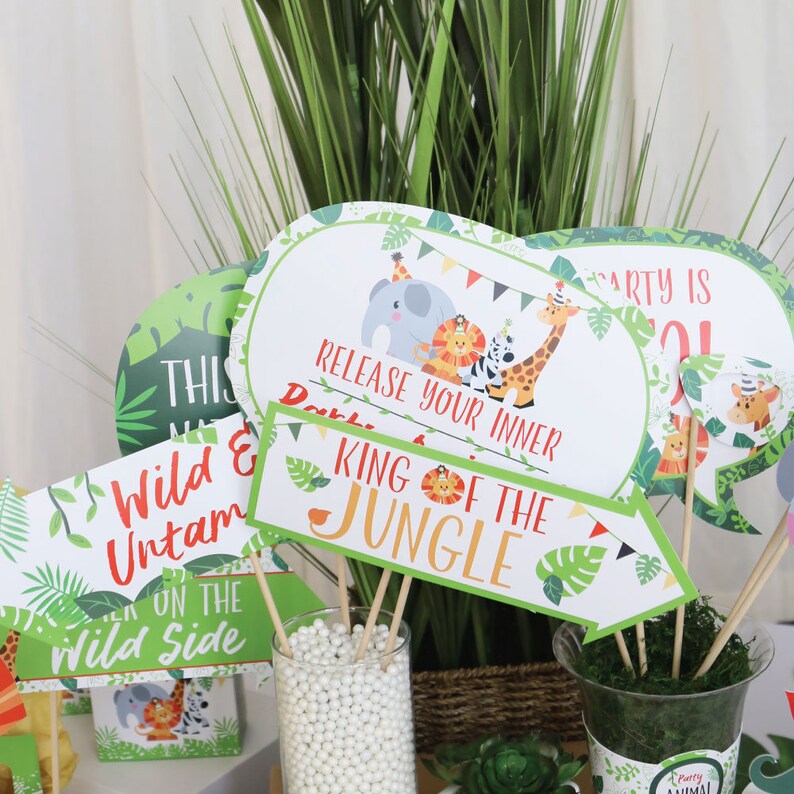 Funny Jungle Party Animals Photo Booth Props Birthday Photo - Etsy