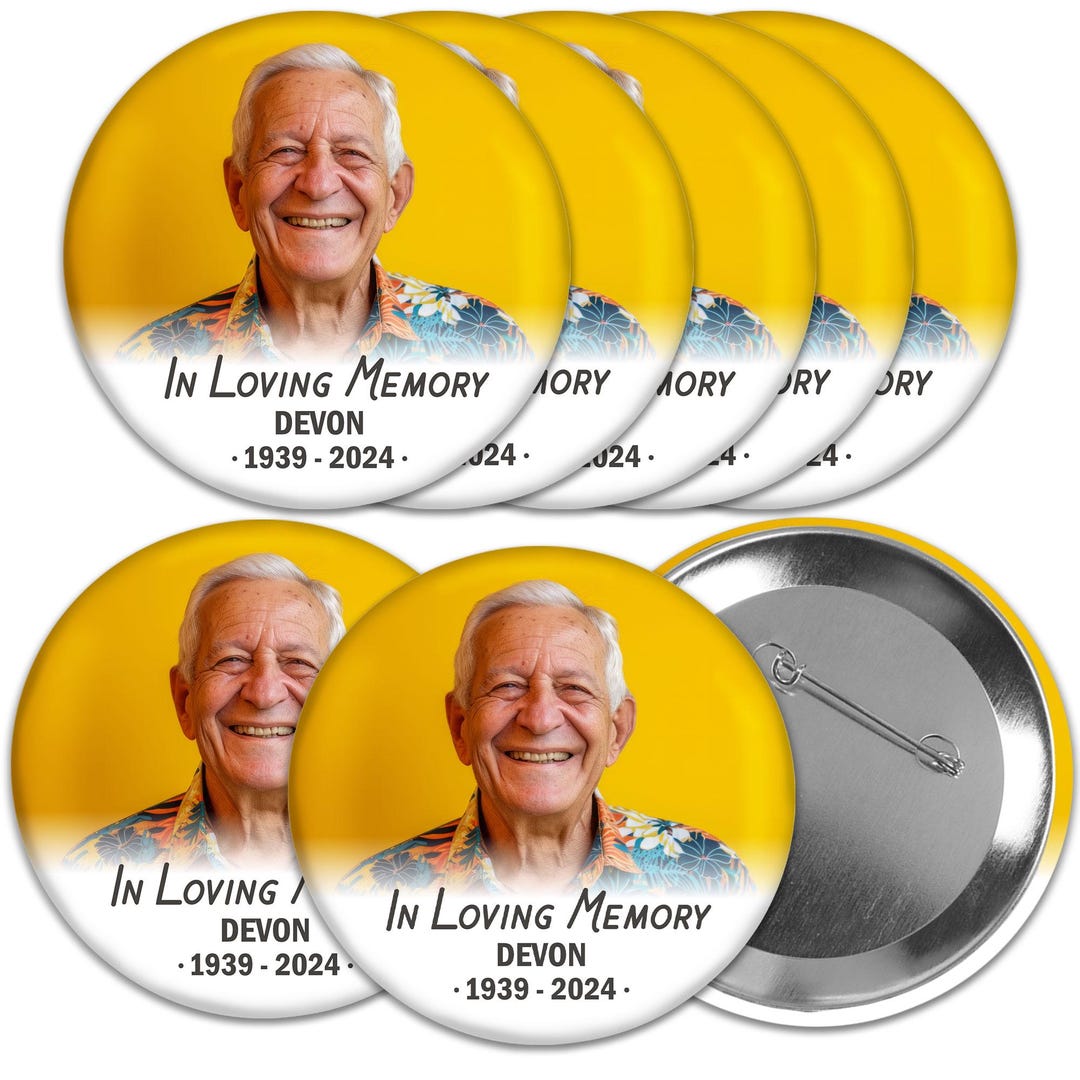 Custom in Loving Memory Photo Button With Name & Dates Celebration of ...
