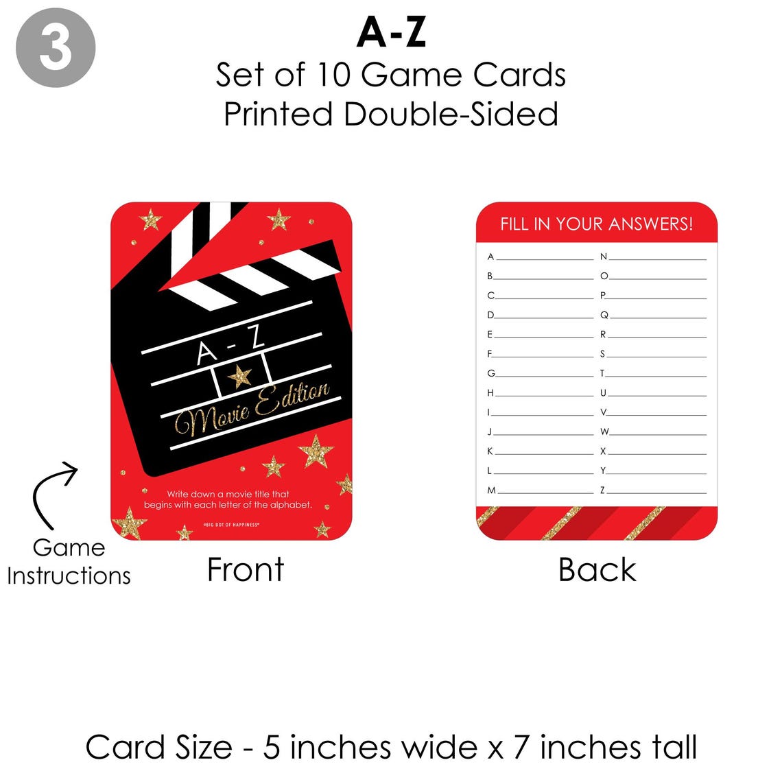 Red Carpet - 4 Movie Night Party Games - 10 Cards Each - Gamerific ...