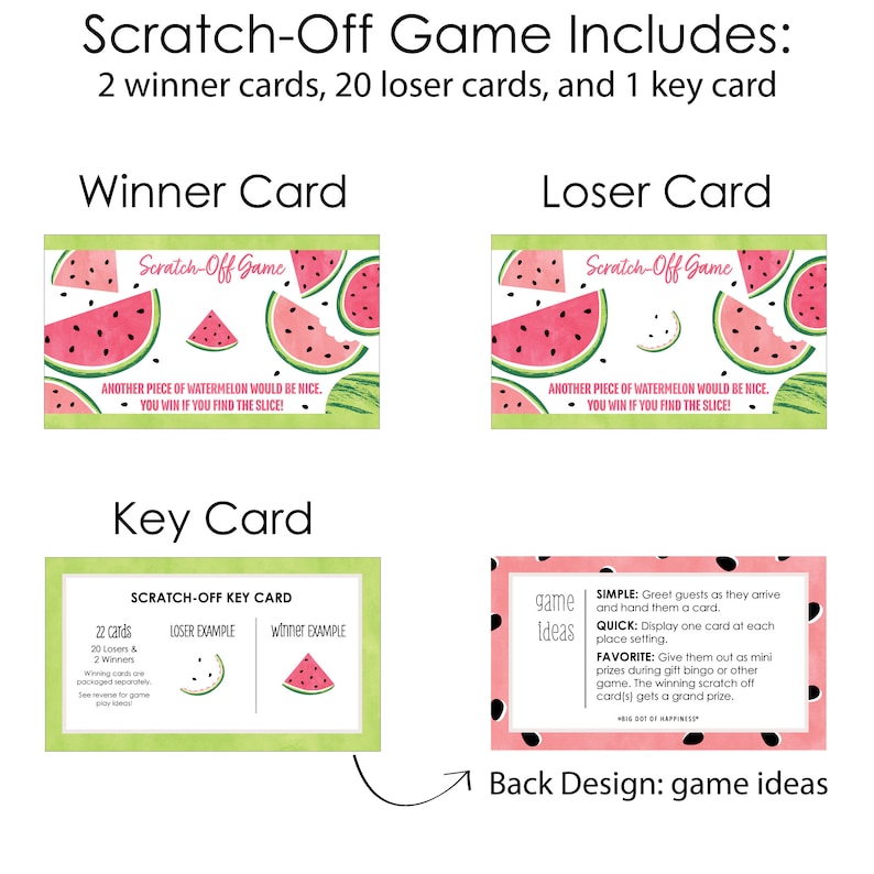Sweet Watermelon Fruit Party Game Scratch off Cards 22 - Etsy